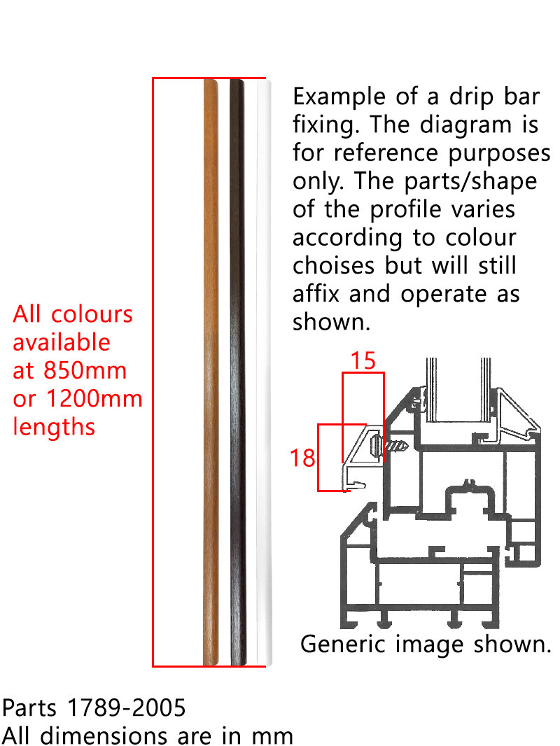 Upvc Door or Window Weather Rain Drip Bar Strip White Rosewood or Oak ...