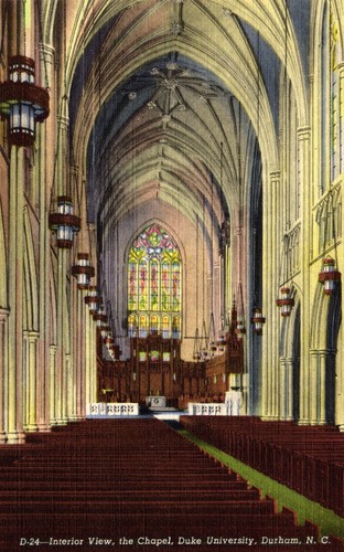 Postcard interior view, the chapel, Duke University, Durham, North ...