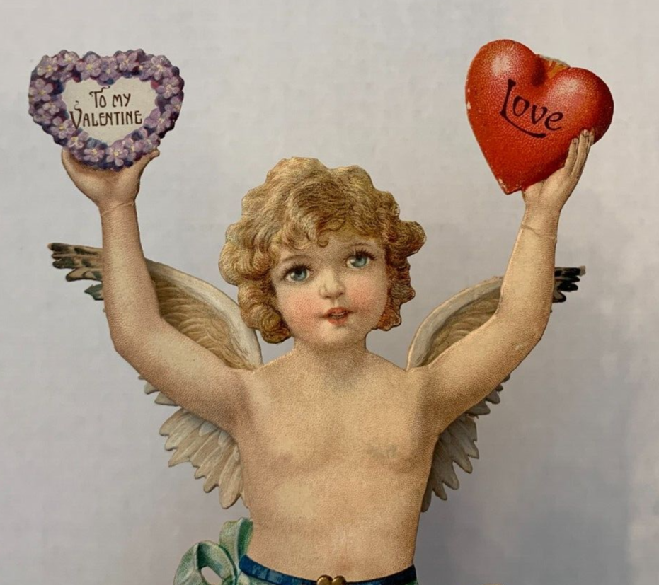 Cupid with hearts and quiver Valentine card, circa 1910 | eBay