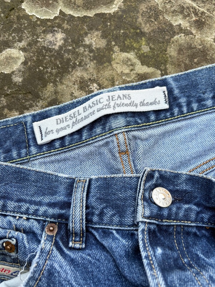 Diesel Jeans Mens 34x32 Blue Keetar Italy Made Light Washed Out Faded ...