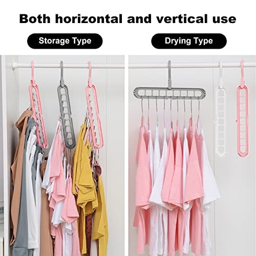 6 Pack Multifunctional Magic Space Saving Clothes Hanger with 9 Holes ...