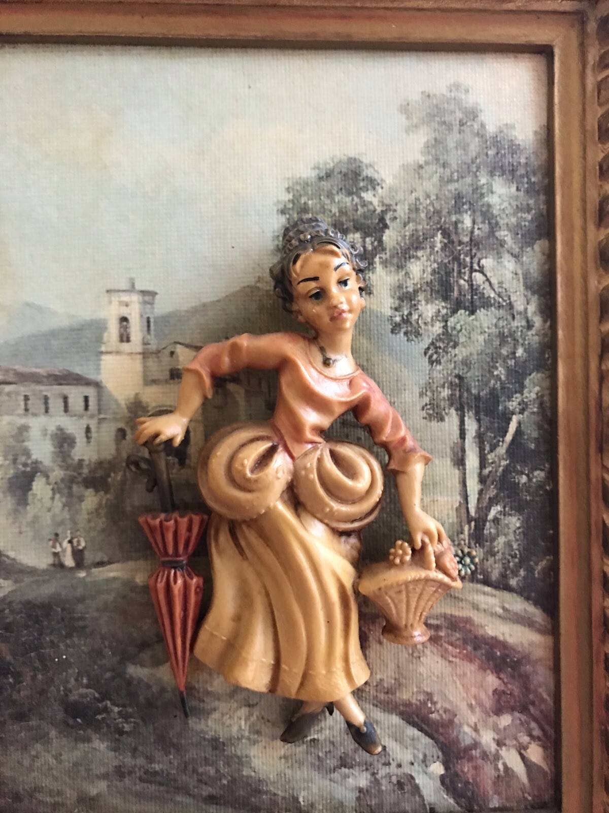 Vintage EMPIRE Made ITALY 3D RUSTIC PEOPLE Oval Wall Plaque Girl | eBay