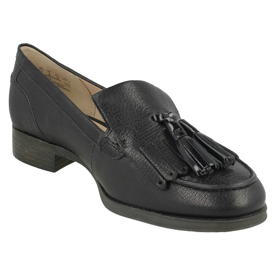 LADIES CLARKS LEATHER SLIP ON WORK FORMAL FRINGE TASSEL LOAFER SHOES ...