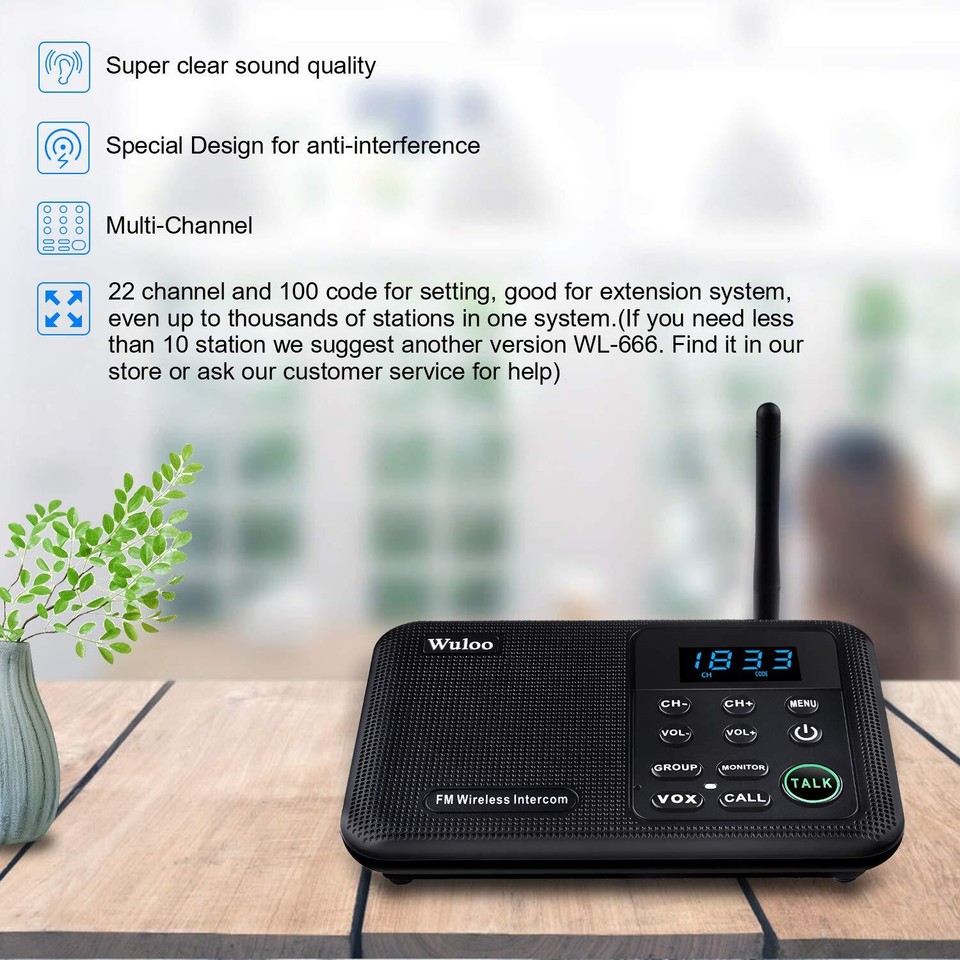 1 Mile Range 22-Channel Call All FM Wireless Intercoms Home ...