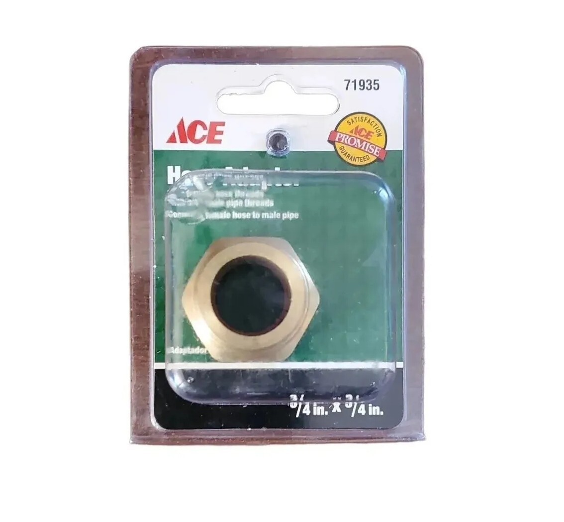 Ace Brass Hose Adapter 3/4" Female Hose Threads with 3/4" Male Pipe ...