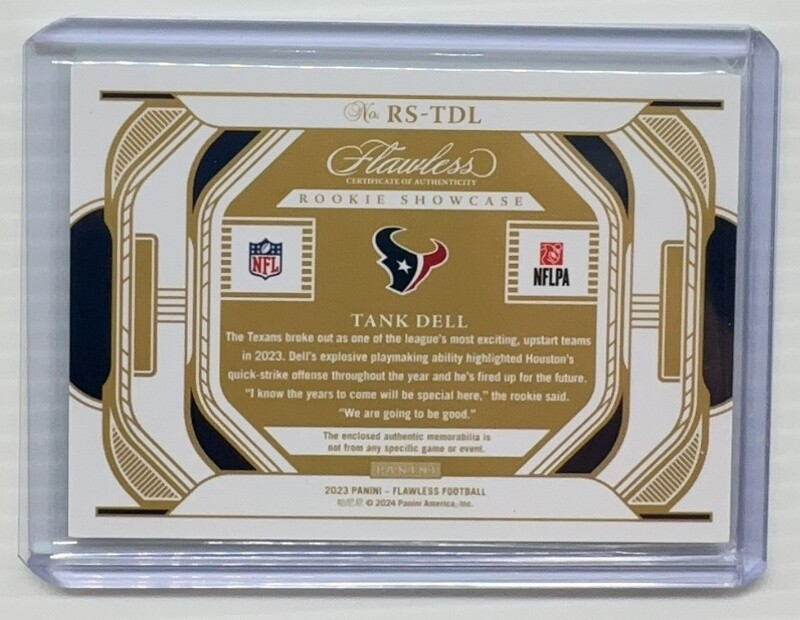 2023 Flawless Tank Dell Rookie Showcase Quad Patch Relic #5/25 Titans ...