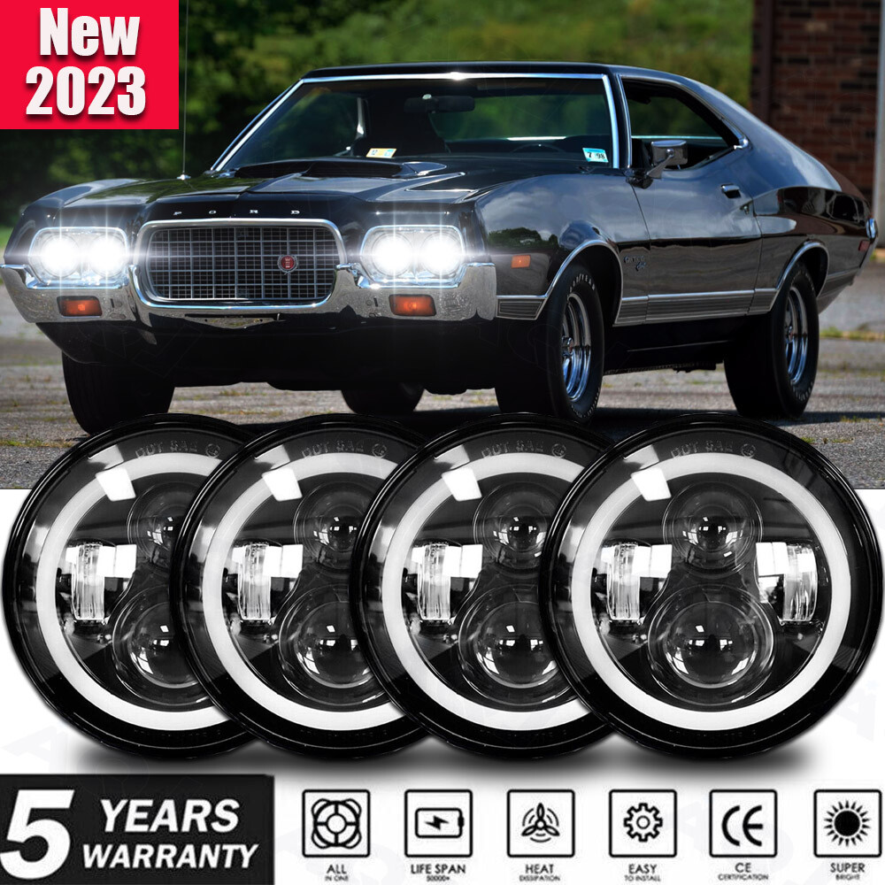 4pcs 5.75" 5-3/4 Round Sealed HI-Lo Beam LED Headlights For Ford LTD ...