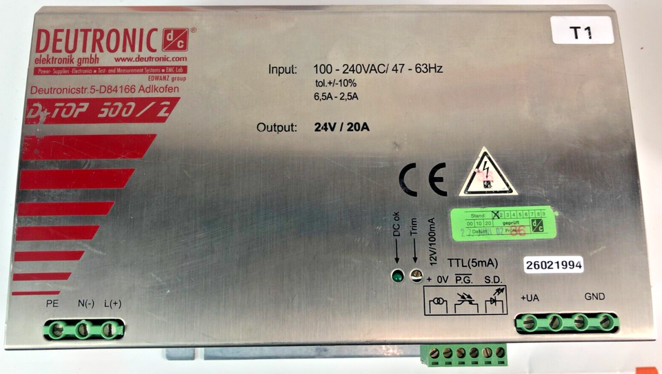 Deutronic built-in power supply, D-TOP500/2, DTOP500/2, 24V/20A used | eBay
