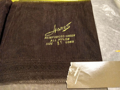 SZ 11 LONG VTG HANES 415 FLAT KNIT NYLON GARTER STOCKINGS 2 PR SEXY ...