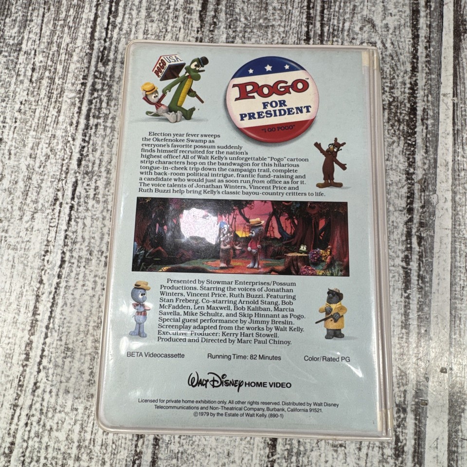 Rare Walt Disney Pogo for President Beta Betamax (NOT VHS) Clamshell ...