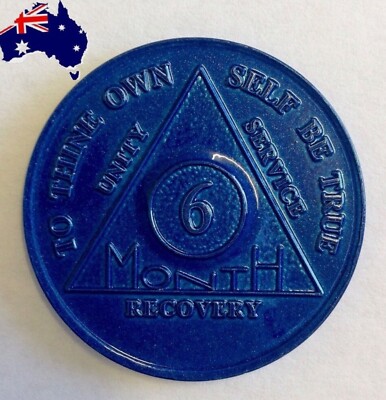 AA alcoholics anonymous 6 month recovery sobriety coin token chip ...