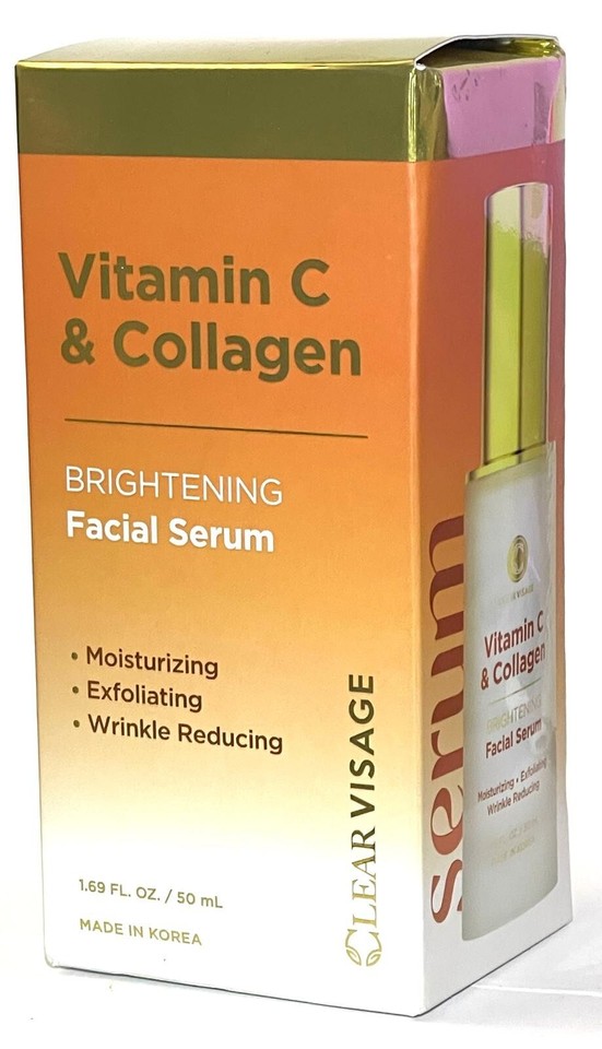 Clear Visage Vitamin C & Collagen Brightening Facial Serum / Wrinkle ...