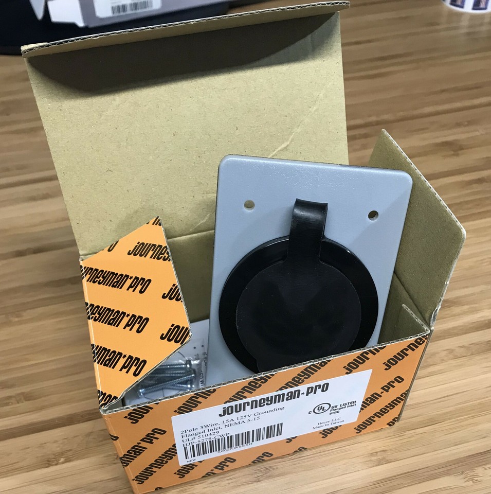 120V, 15A Straight Blade Power Inlet for 1-Gang FS FD Box NEMA 5-15P ...