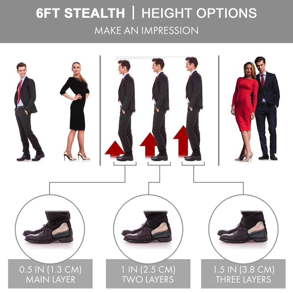 6FT CLUB Height Increase Insoles 1.5 inch Taller Adjustable Elevation ...
