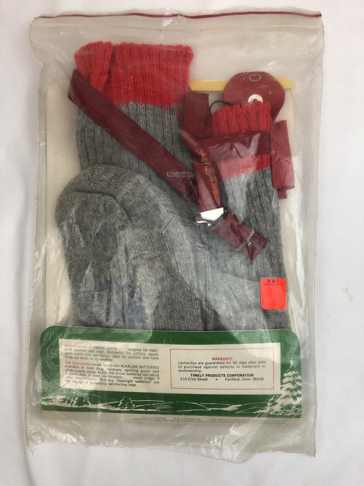 VTG 1970's men's Lectra Sox battery operated heated hunting socks large ...