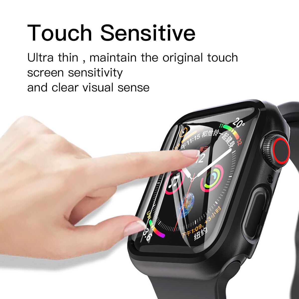 Tempered Glass Screen Protector Case Cover For iWatch Apple Watch 8 7 6 ...