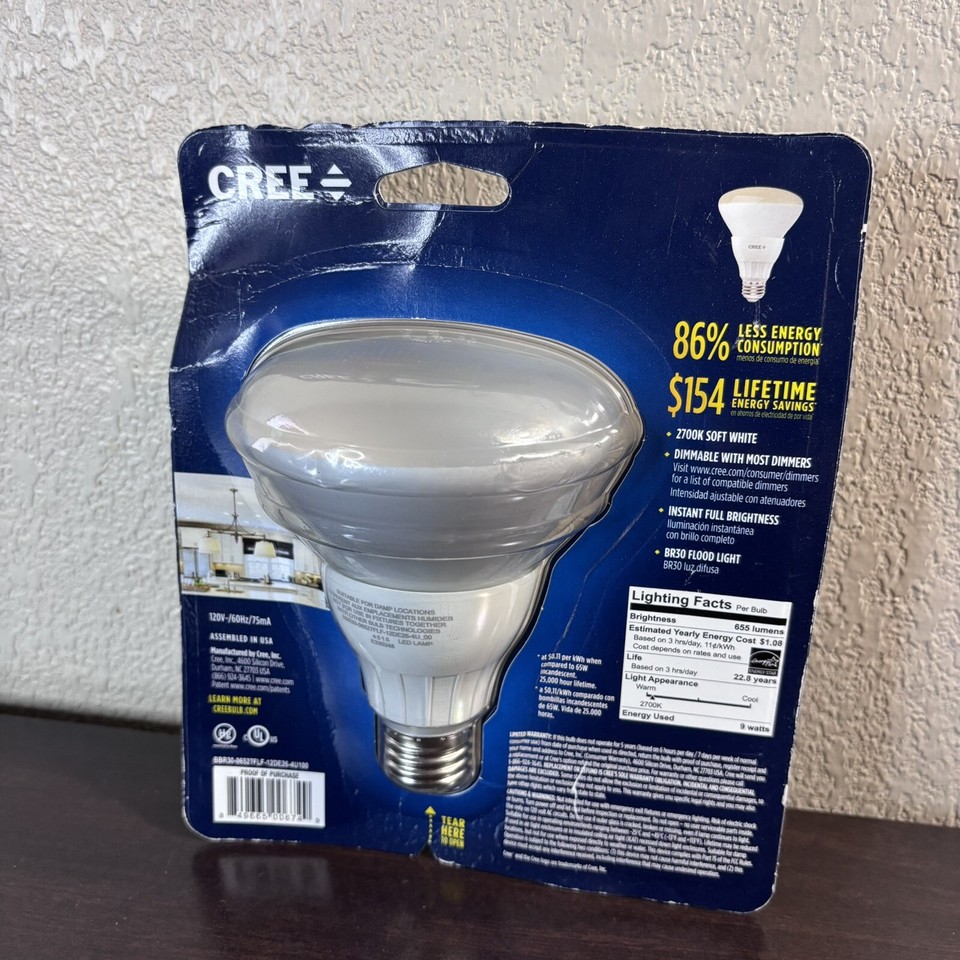 Cree 65W SOFT WHITE 2700K BR30 Dimmable LED Flood Light SHOWS COLORS ...