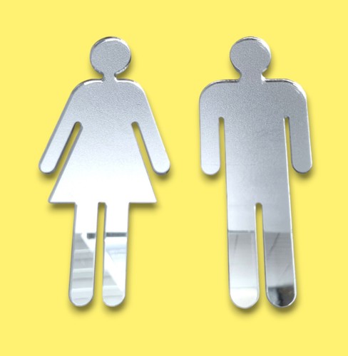 Male & Female Toilet Door Signs Shaped Acrylic Mirrors - Various Sizes ...