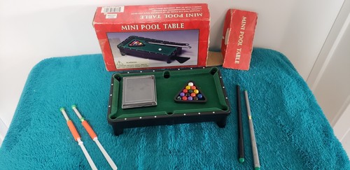 Mini Pool Table-includes 2 cue sticks, 2 spring loaded cues,14 balls ...
