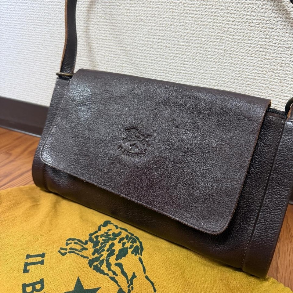 IL BISONTE Italy Leather Shoulder Bag Brown Women's Used Japan | eBay