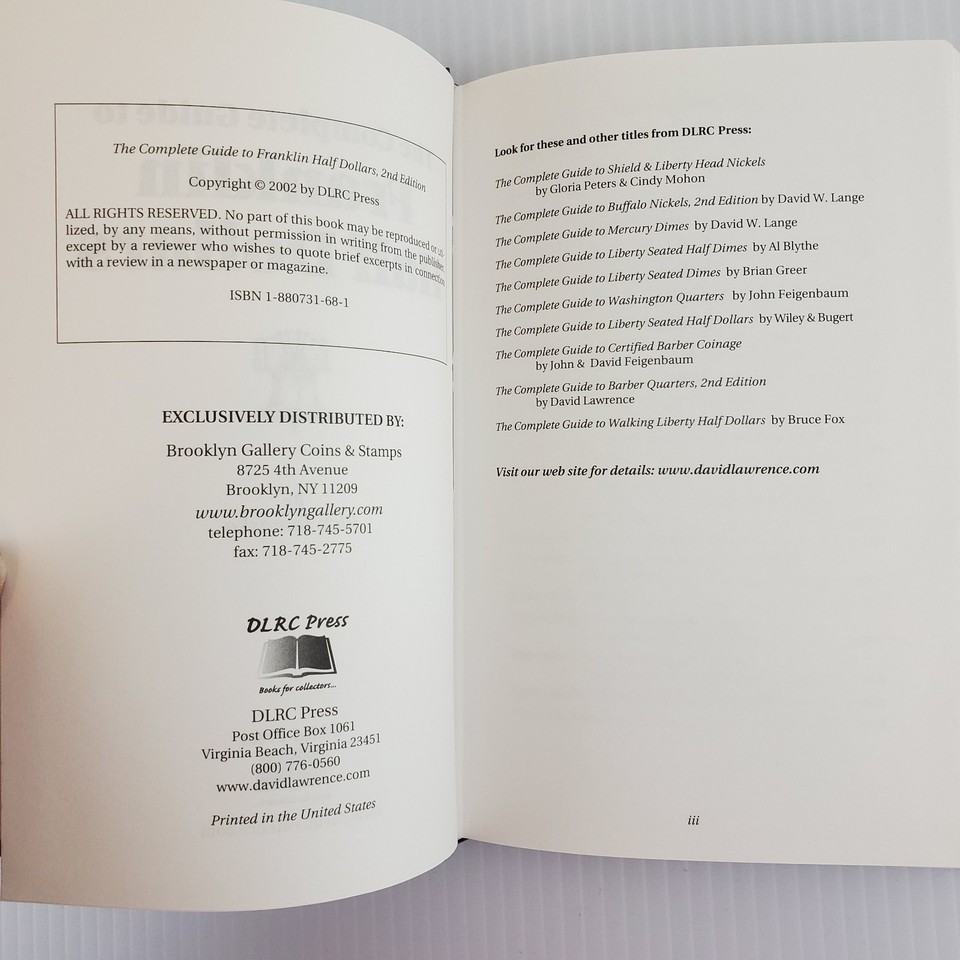 The Complete Guide to Franklin Half Dollars by Rick Tomaska Second Ed ...