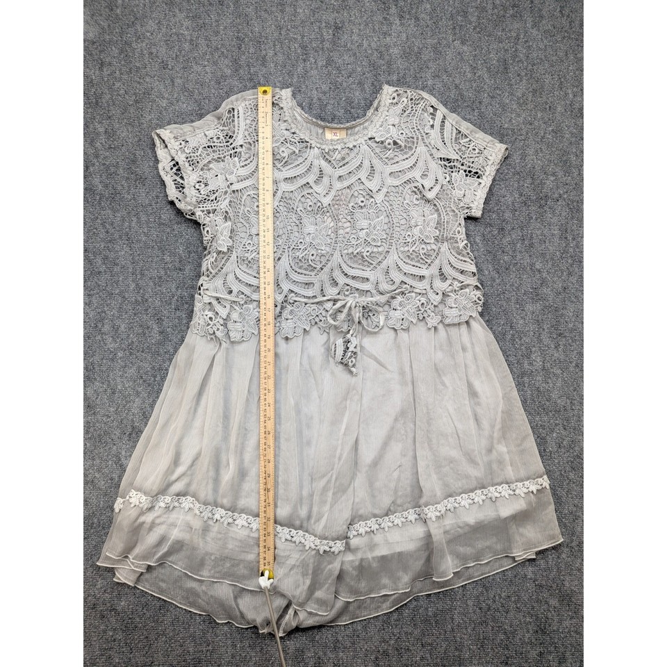 Pretty Angel Women's Dress XL Gray Lace Boho Fairy Whimsical Artsy ...