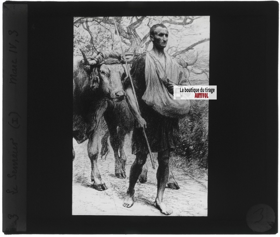 Marc, Religious Scene, Drawing Painting Glass Plate, Positive 8.5X10 Cm ...
