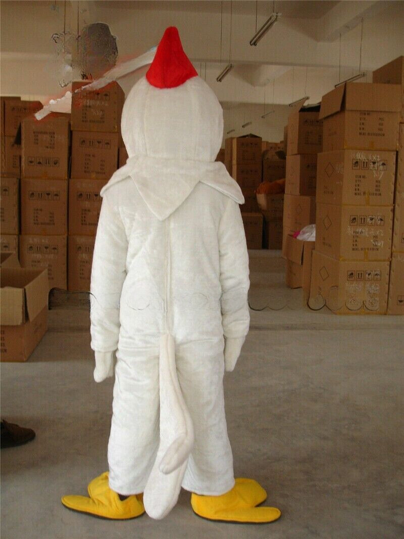 Adult Halloween White Chicken Rooster Mascot Costume Fancy Dress Party ...
