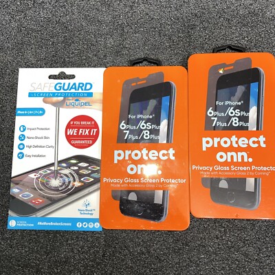Lo 3 Glass Screen Protectors 6/7/8 Plus 6 S Plus ONN Safeguard | eBay