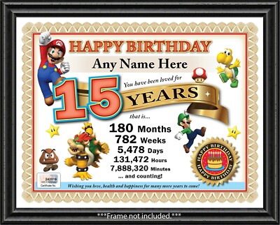 PERSONALIZED HAPPY BIRTHDAY CERTIFICATE - Super Mario Bowser Card ...