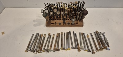 Huge Lot Craftool Leather Working Stamps Tools 114 Pieces With Wood ...