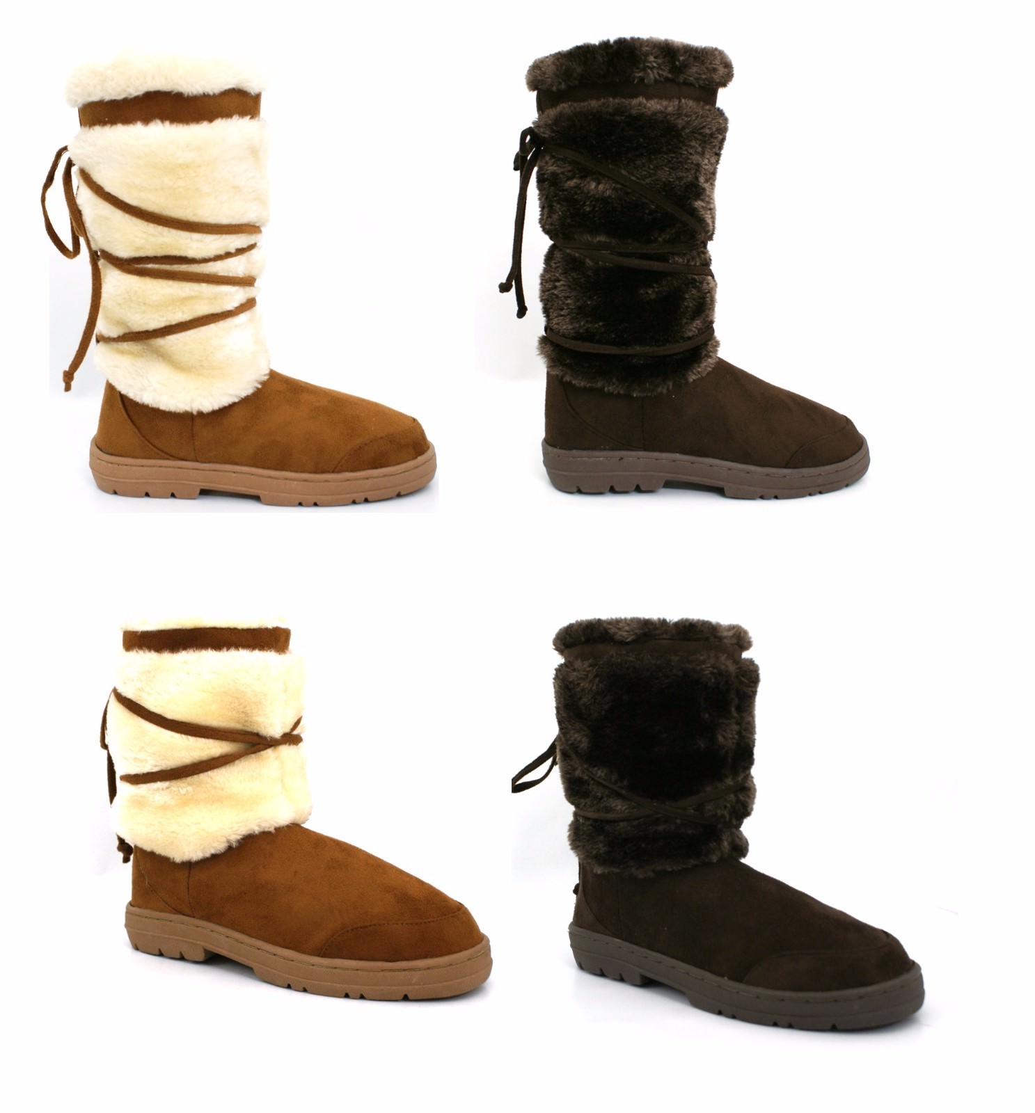 WOMENS LADIES WINTER FASHION SNOW COMFY CASUAL MID CALF FLEECE LINED ...