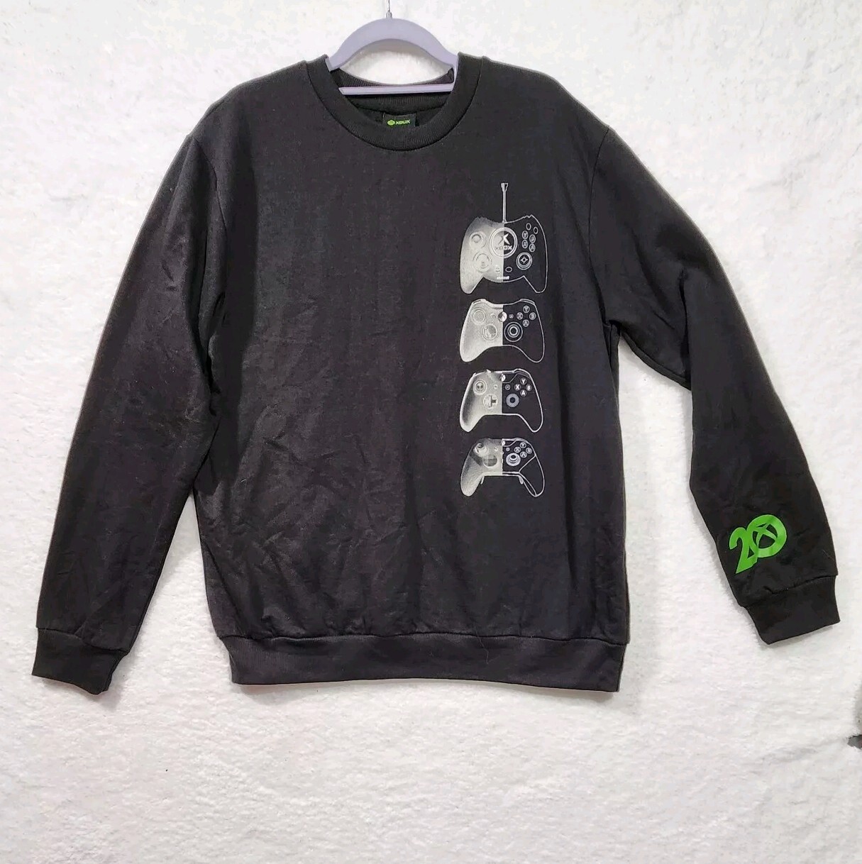 Xbox Sweater Mens Long Black Sleeve Microsoft Video Game Knit Heavy Tee ...
