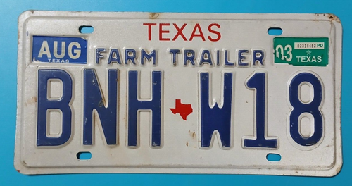 🐾TEXAS "FARM TRAILER" LICENSE PLATE (BNH-W18) | eBay