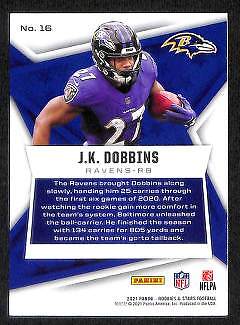2021 Panini Rookies & Stars J.K. Dobbins #16 Football Card Base Ravens ...