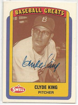 CLYDE KING Autographed Signed 1990 Swell Baseball Greats card Brooklyn ...