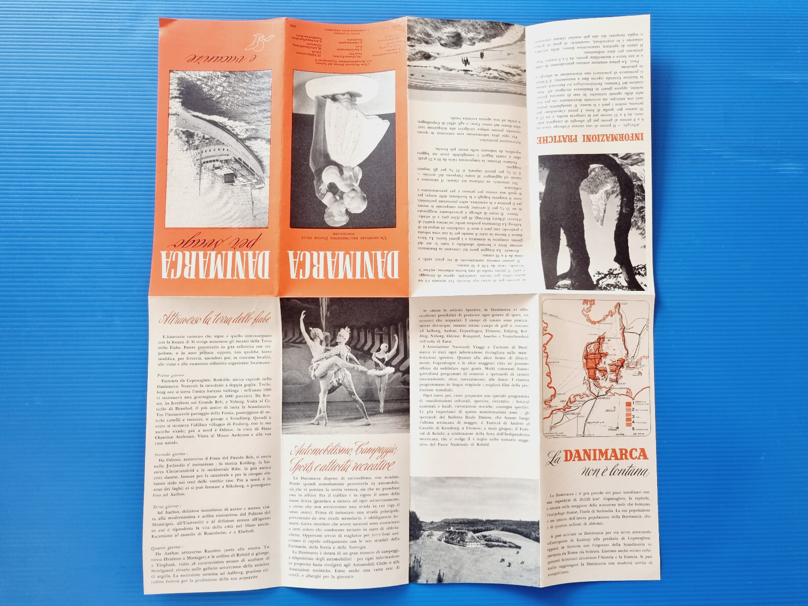 Denmark For Leisure 50s Vintage Leaflet Tourist Map Brochure Travel ...