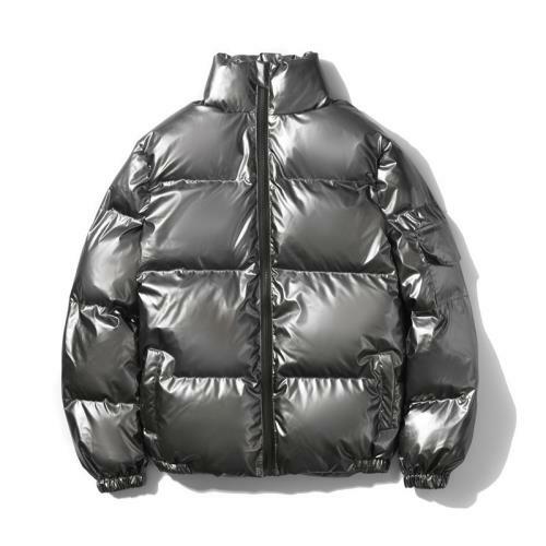 Winter Men's Glossy Reflective Puffer Jacket Cotton Quilted Short Coat ...