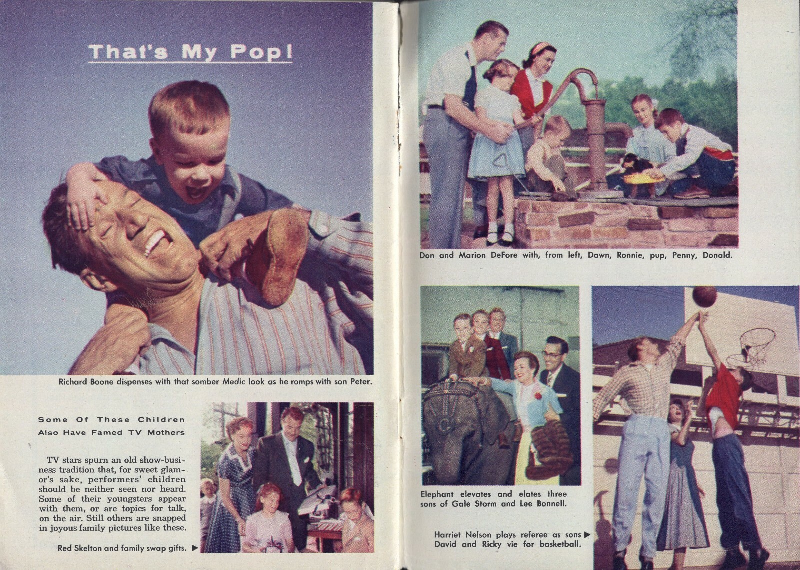 1955 TV ARTICLE ~ RICHARD BOONE & SON PETER ~ DAVID & RICKY NELSON ...