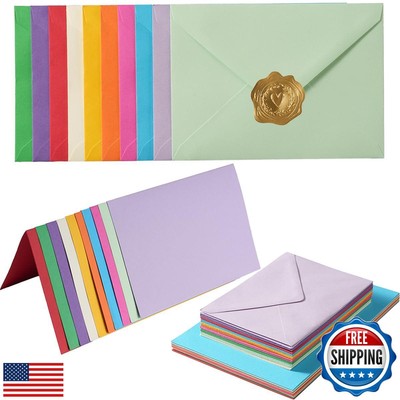 50 Pack A6 Colorful Envelopes with 4x6 Blank Heavy Colored Folded ...