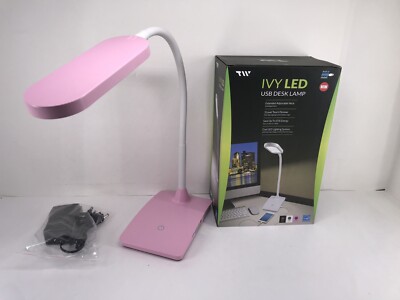 Pink LED Desk Lamp 3 Level Touch Dimmer, Built-in USB Port, Charging ...