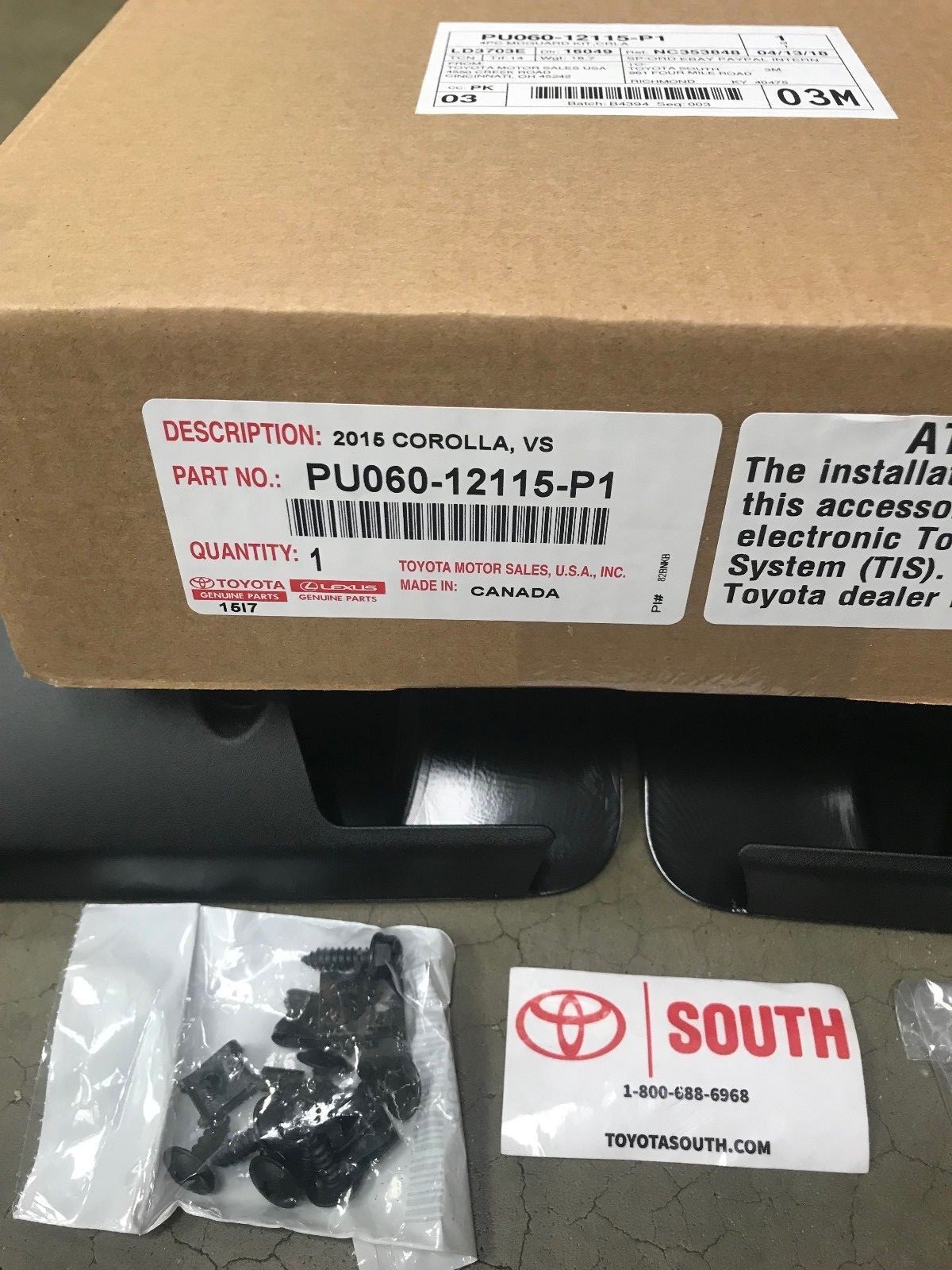 2015-2019 Toyota Corolla Mudguard Kit PU060-12115-P1 4 Pc Set Mud Flaps ...