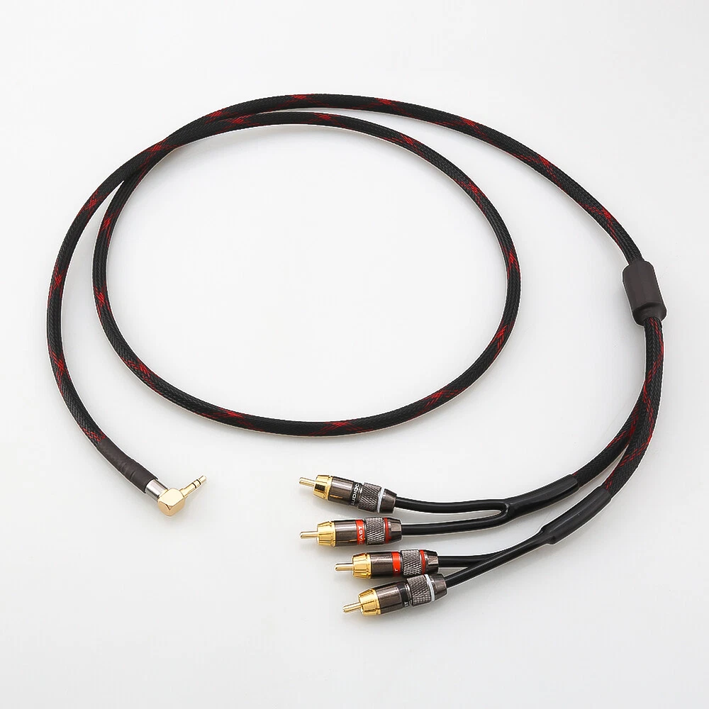 Audiophile RCA Cable Signal Wire 3.5mm Right Angled to 4 RCA Male ...