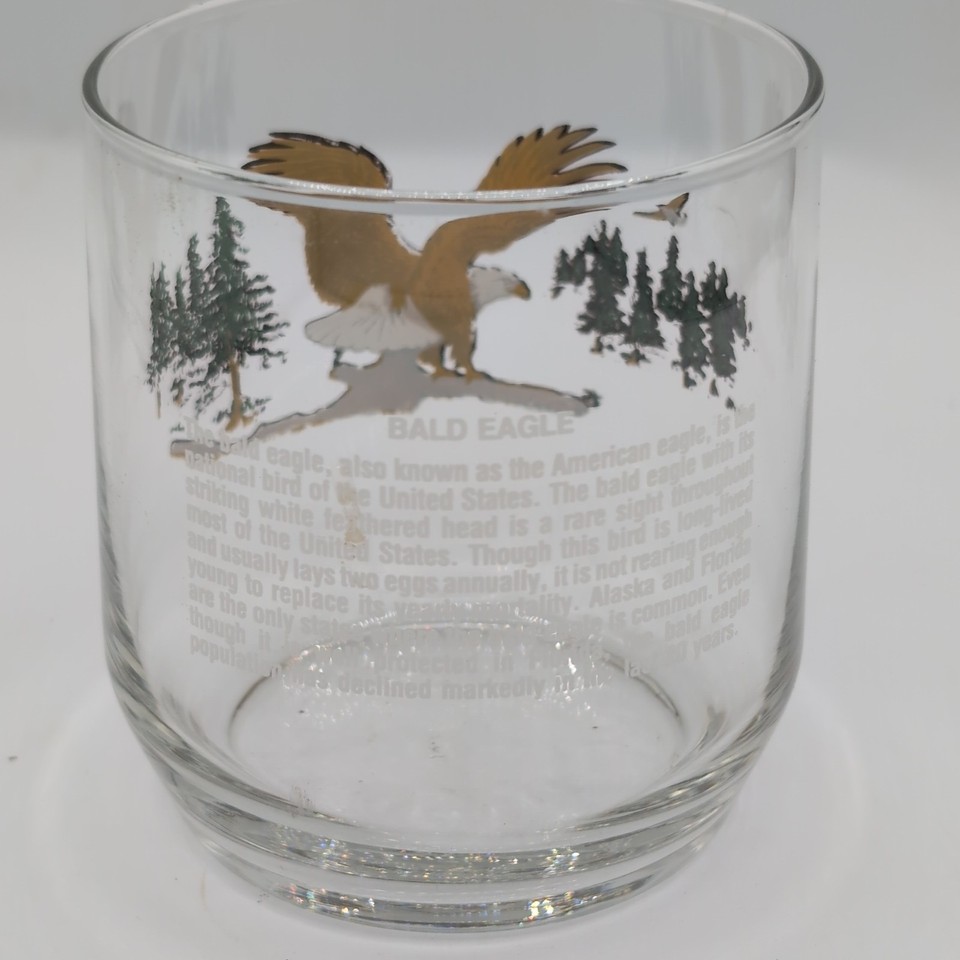 Vintage Sunoco American WILDLIFE BALD EAGLE Rocks Glass Libby glass | eBay