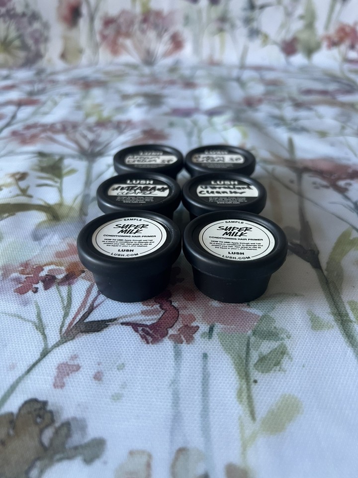 LUSH Sample Pots Bundle Dream Cream Ultrabland Cleanser Super Milk Hair ...