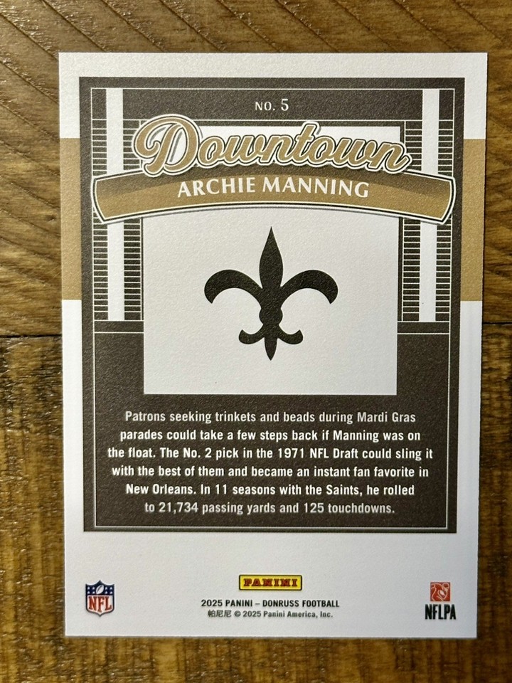 2025 Panini Donruss ARCHIE MANNING DOWNTOWN #5 - Case Hit SSP - Saints ...