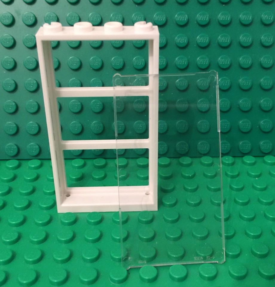 Lego 8 White Frame With 3 Three Panes 1x4x6 Window With Trans-clear ...