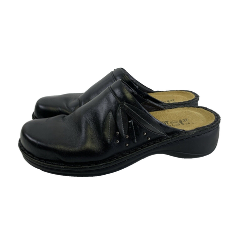 Naot Anise Clog Black Leather Leaf Studded Slip On Mule Comfort Womens ...