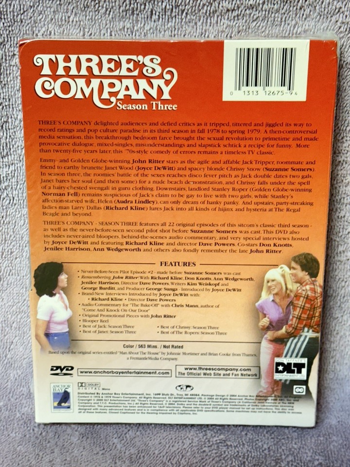 NEW - Threes Company - Season 3 (DVD, 2004, 4-Disc Set) Ritter, Sommer ...