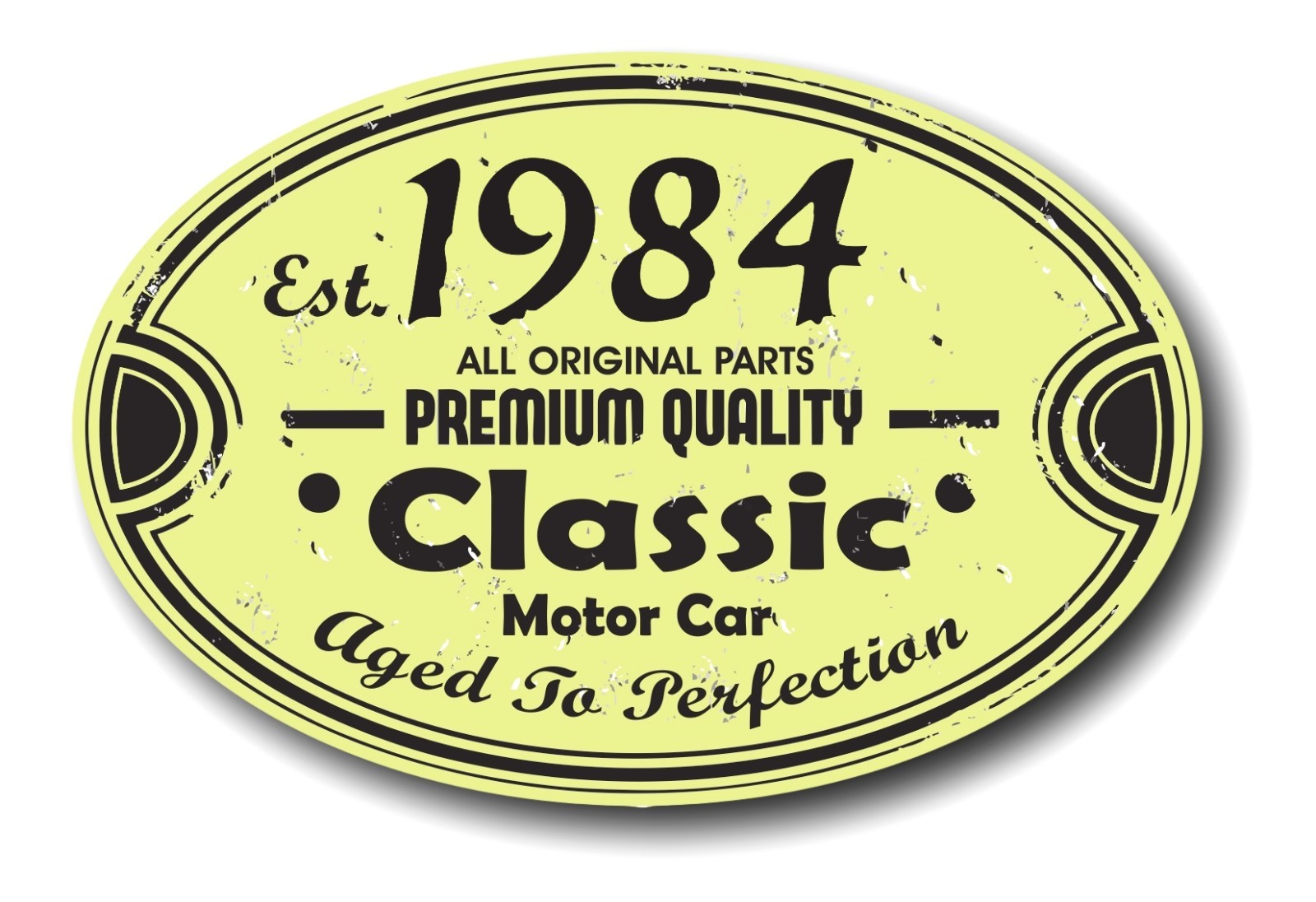 Retro Distressed Aged To Perfection Classic Oval 1984 Vintage Car ...